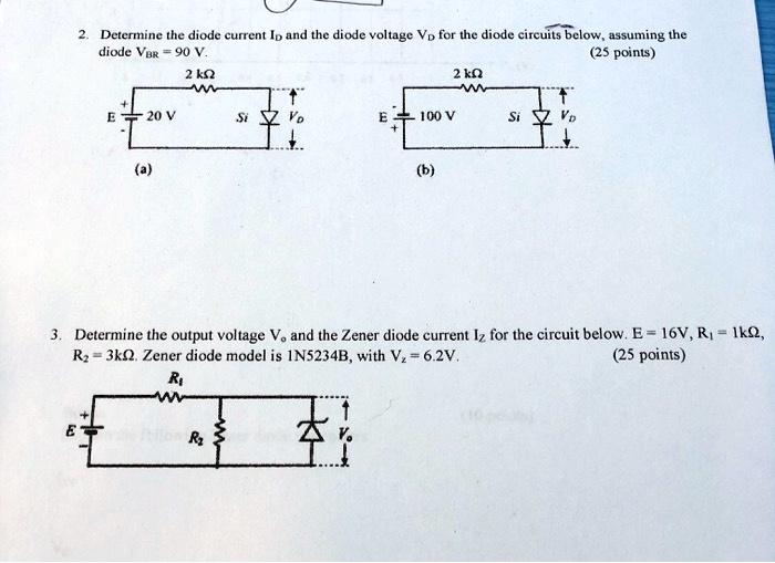 SOLVED: 2. Determine the diode current Ip and the diode voltage Vp for the diode circuits below ...