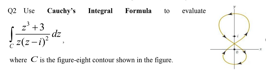 Q2 Use Cauchy' s Integral Formula to evaluate +3 dz z(2 - 1)? where C is the figure-eight ...