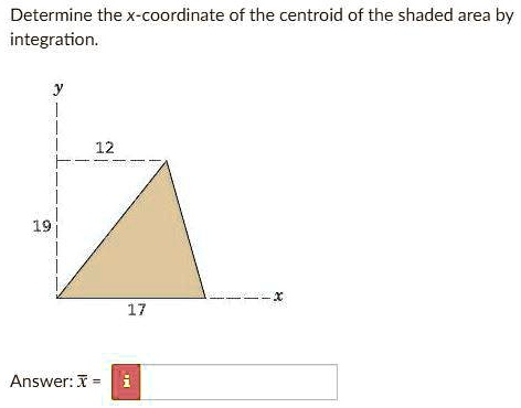 Determine the x-coordinate of the centroid of the shaded area by ...