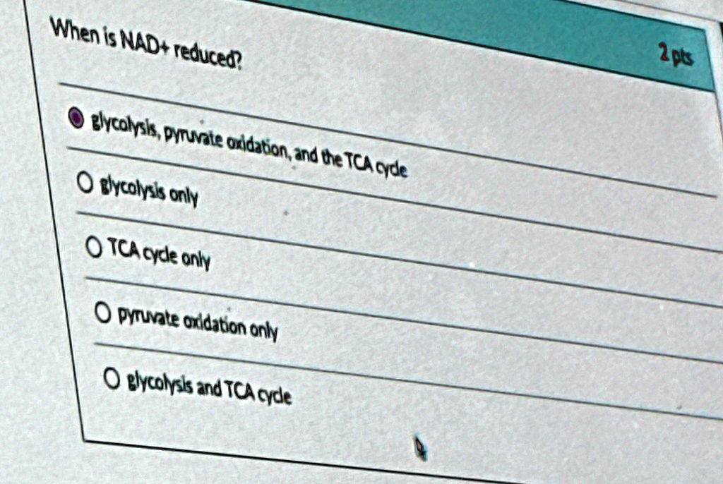 When is NAD+ reduced? glycolysis, pyruvate oxidation, and the TCA cycle ...