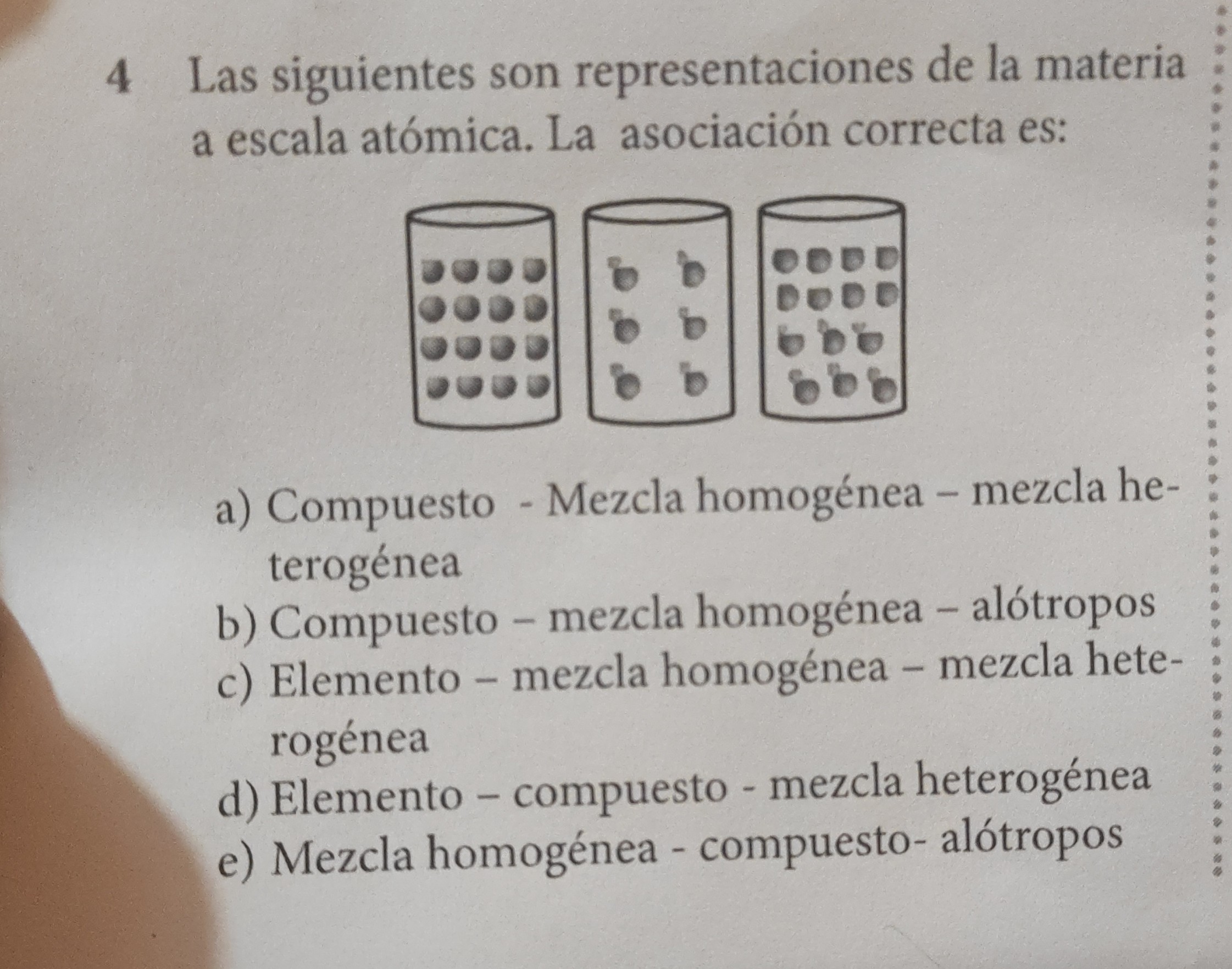 [GET ANSWER] 4 Las siguientes son representaciones de la materia a ...