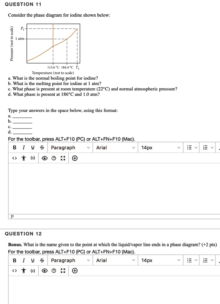 question 11 consider the phase diagram for iodine shown below 1 1 am l ...