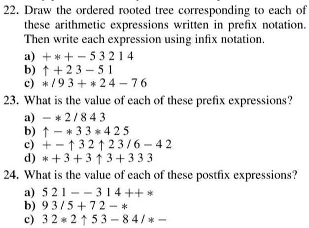 22draw The Ordered Rooted Tree Corresponding To Each Of These Arithmetic Expressions Written In