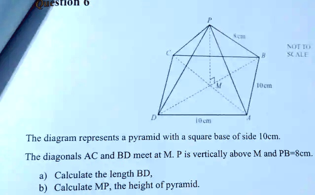 Question 6 C P 8cm M B NOT TO SCALE 10cm D 10cm A The diagram ...