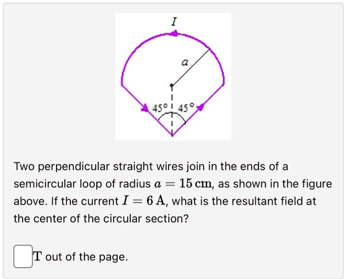 SOLVED: Two perpendicular straight wires join in the ends of a semicircular loop of radius a ...