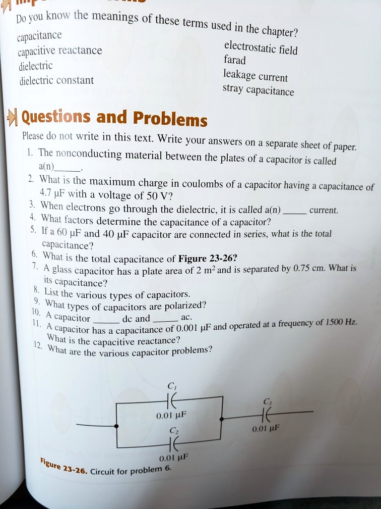 Solved Do You Know The Meanings Of These Terms Capacitance Used In The