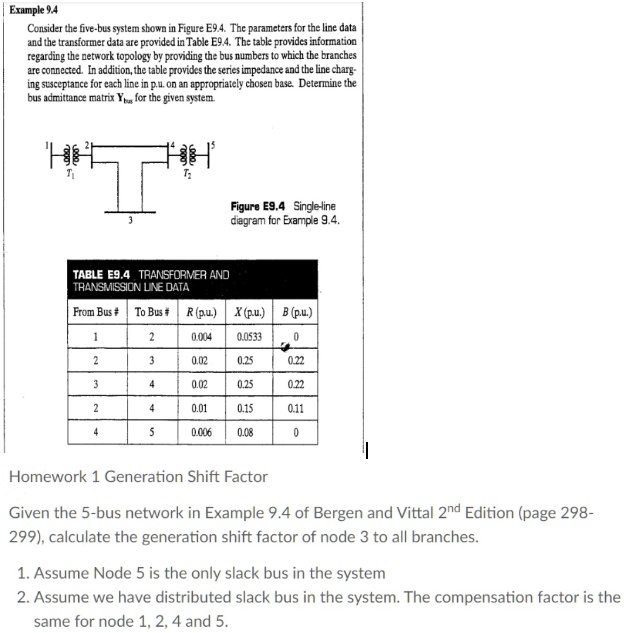 SOLVED: Homework 1 Generation Shift Factor Calculate Generation shift factor of node 3 to all ...