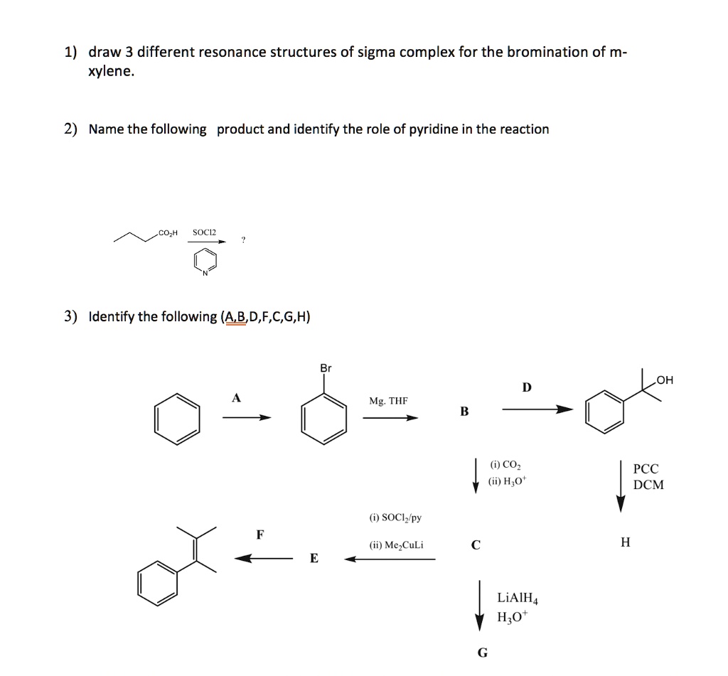 SOLVED: 1) Draw three different resonance structures of the sigma ...