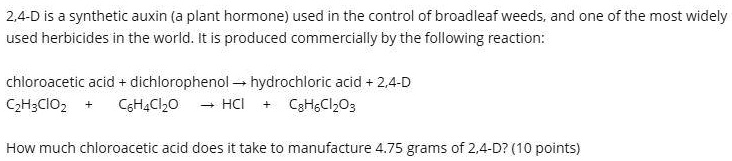 24 d is a synthetic auxin a plant hormone used in the control of ...