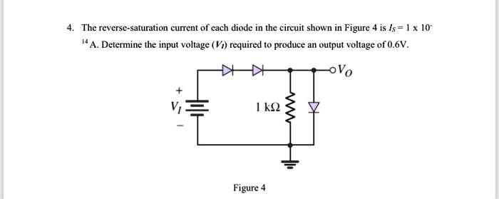 4. The reverse-saturation current of each diode in the circuit shown in Figure 4 is Is = 1 × 10 ...