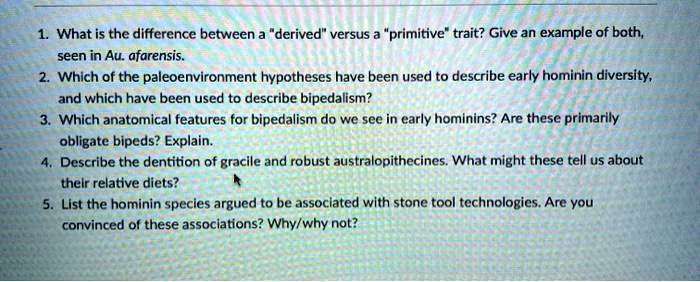 what is the difference between derived versus primitivc trait give an ...