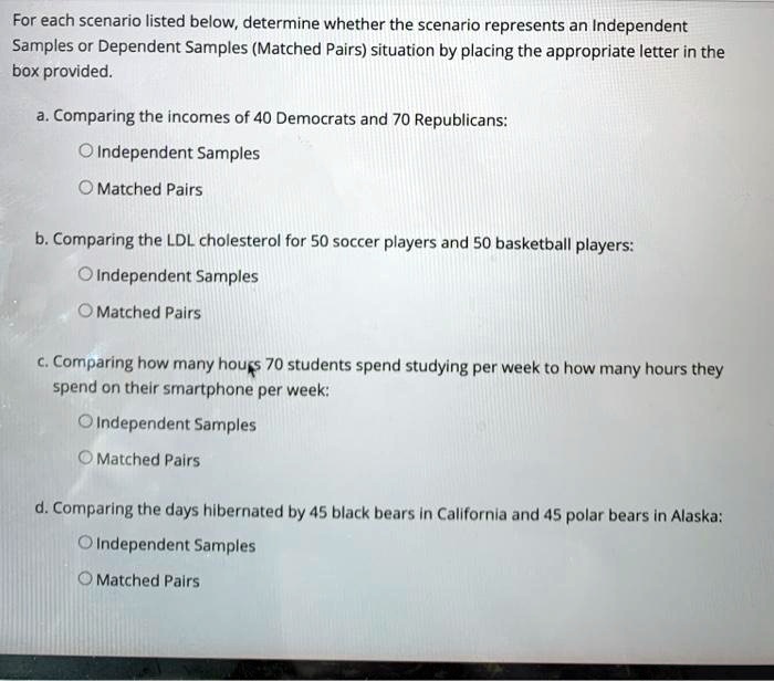 for each scenario listed below determine whether the scenario ...