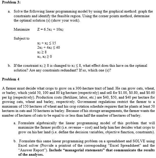 Solved Problem 3 Solve The Following Linear Programming Model By Using The Graphical Method 9929