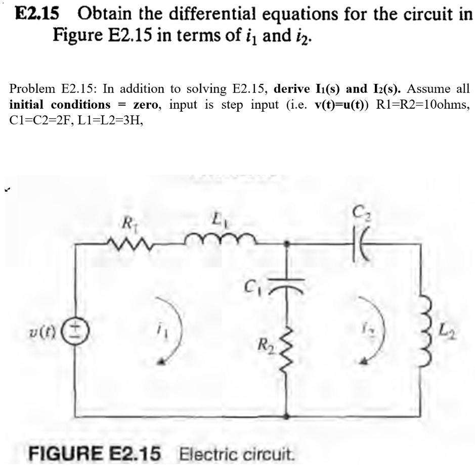 E2.15 Obtain the differential equations for the circuit in Figure E2.15 ...