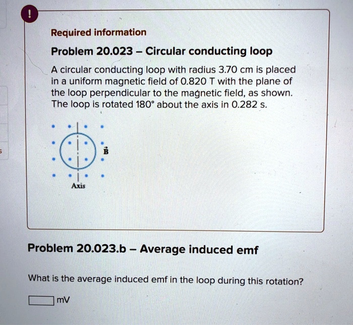 required information problem 20023 circular conducting loop a circular conducting loop with ...
