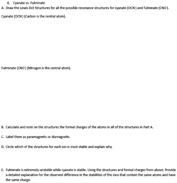 SOLVED: Title: Resonance Structures and Stability of Cyanate and ...