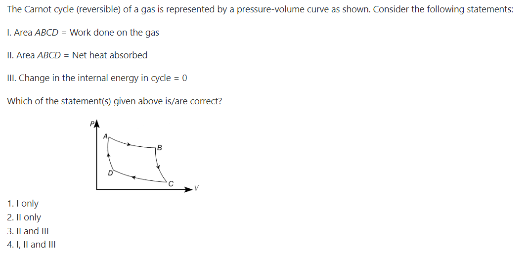 SOLVED: The Carnot cycle (reversible) of a gas is represented by a ... SOLVED: The Carnot cycle (reversible) of a gas is represented by a ...