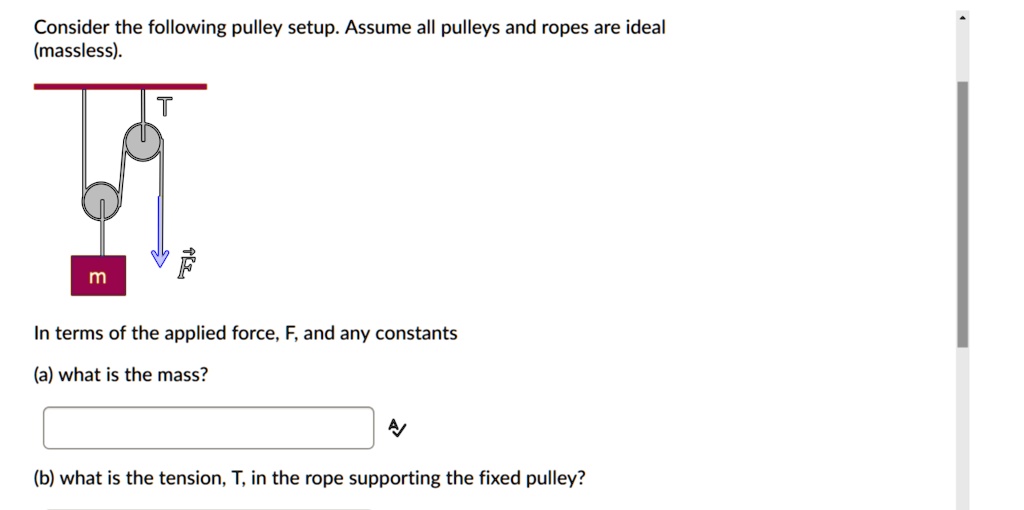 consider the following pulley setup assume all pulleys and ropes are ...