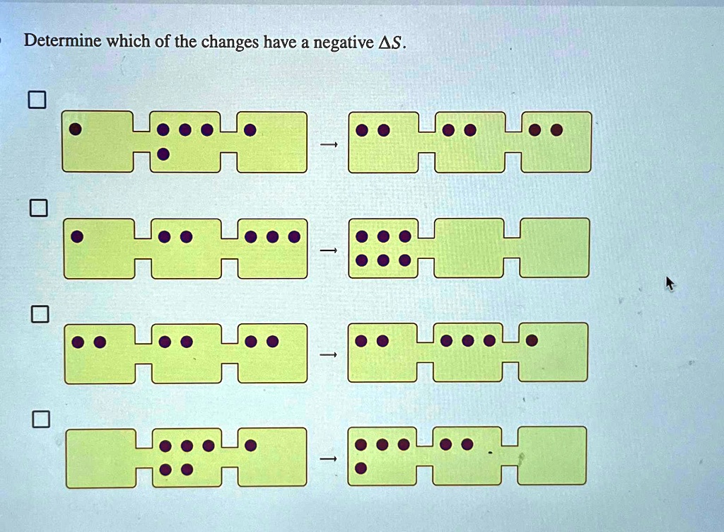 SOLVED: Determine which of the changes have a negative Delta S ...