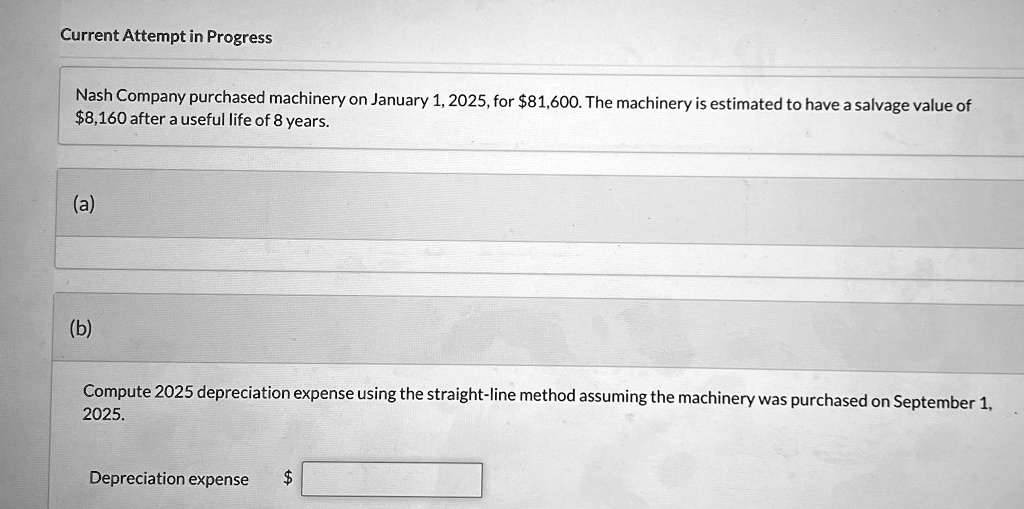 current attempt in progress nash company purchased machinery on january ...