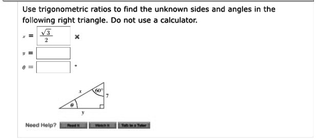 use trigonometric ratios to find the unknown sides and angles in the ...