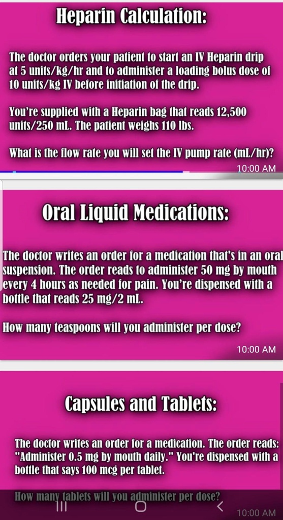 SOLVED: Heparin Calculation: The doctor orders your patient t0 Start an ...