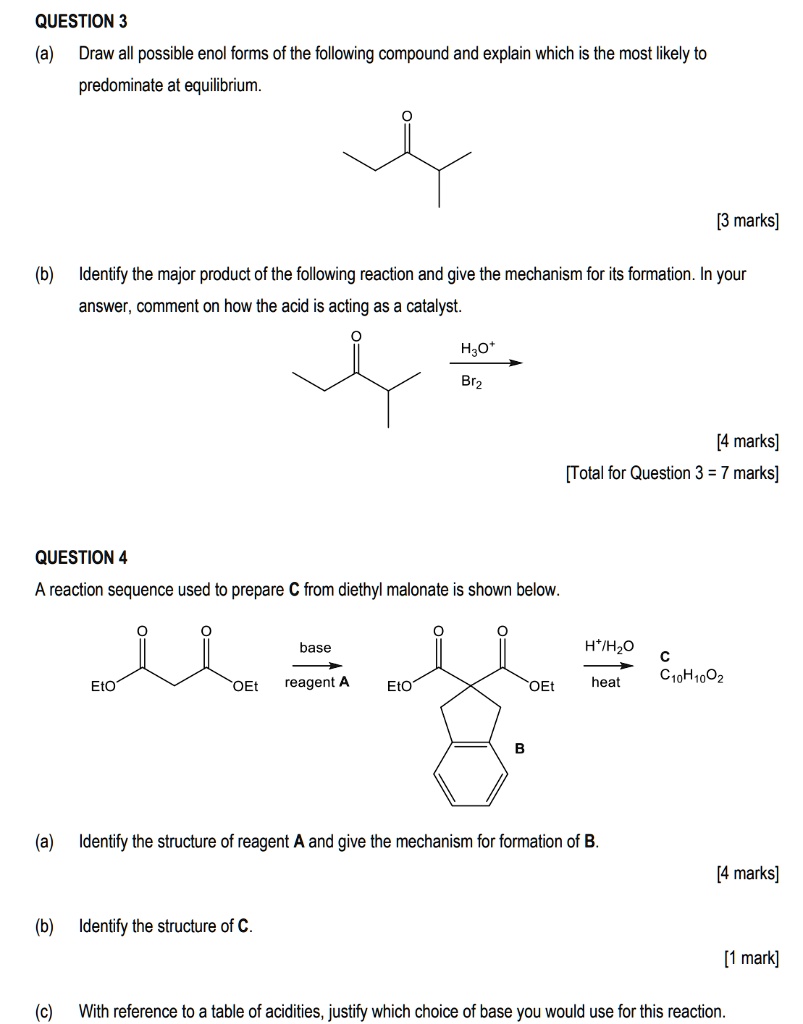 SOLVED: QUESTION 3 Draw all possible enol forms of the following ...