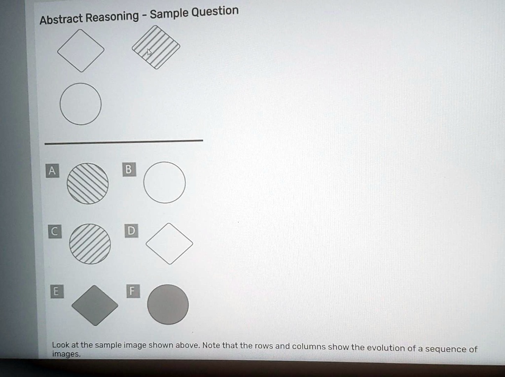 SOLVED: Abstract Reasoning-Sample Question B Look at the sample image ...