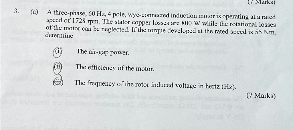 SOLVED: (a) A three-phase, 60Hz,4 pole, wye-connected induction motor ...