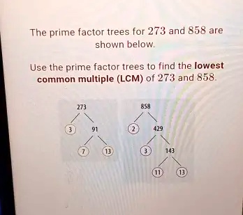 The prime factor trees for 273 and 858 are shown below. Use the prime ...