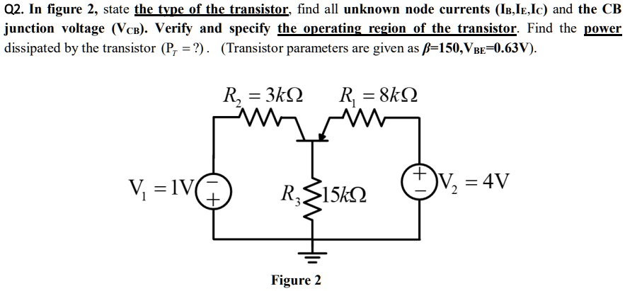 SOLVED: Q2. In figure 2, state the type of the transistor, find all ...