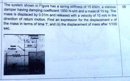 the system shown in figure has a spring stiffness of 15 knm a viscous ...