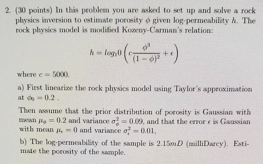 2. (30 points) In this problem you are asked to set up and solve a rock ...