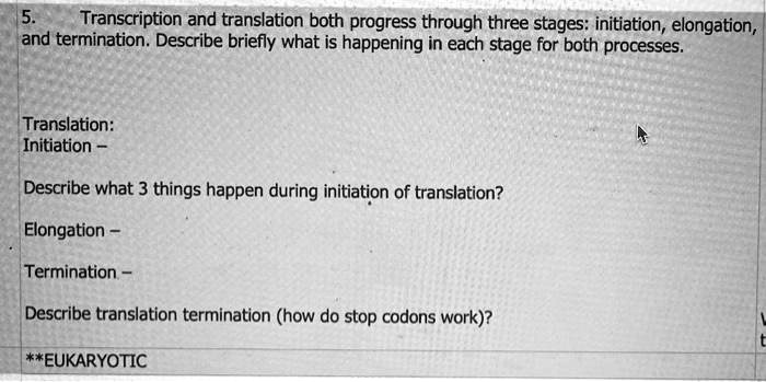 SOLVED: Transcription and translation both progress through three ...