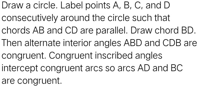 Draw a circle. Label points A, B, C, and D consecutively around the ...
