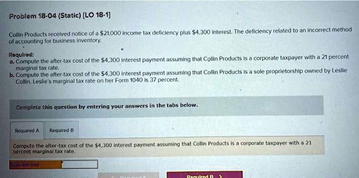 SOLVED: Problem 18.04 (Static [LO 18-1]): Collin Products received ...