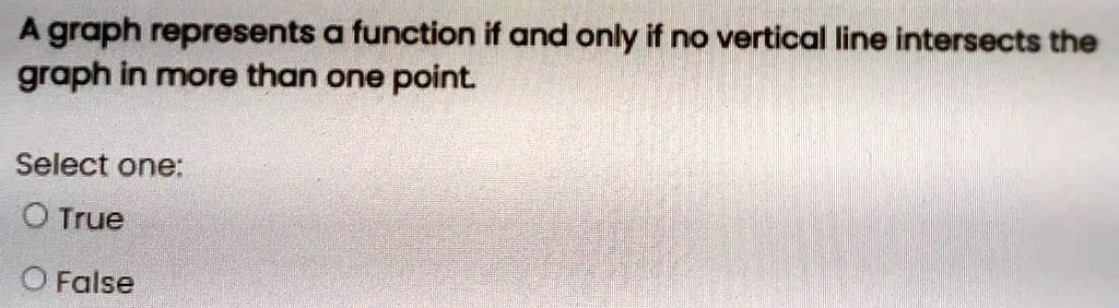 A graph represents function if and only if no vertical line intersects the graph in more than ...