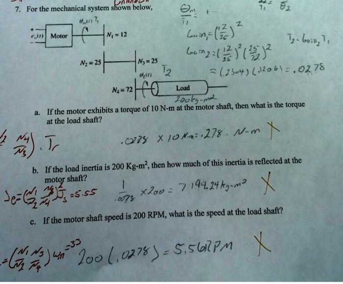 7. For the mechanical system shown below, Om uaiT, can Motor N=12 un=3 ...