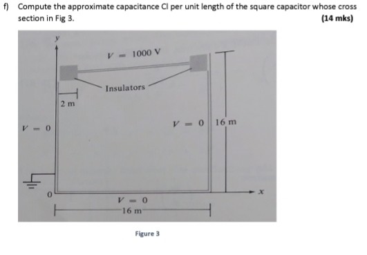 SOLVED: f) Compute the approximate capacitance Cl per unit length of the square capacitor whose ...