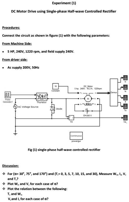 SOLVED: Experiment (1) DC Motor Drive using Single-phase Half-wave ...