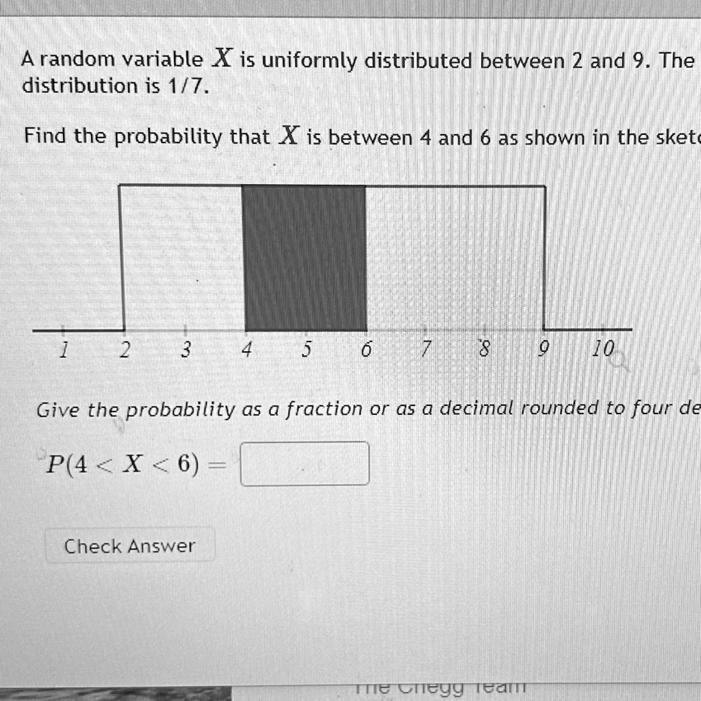Solved A Random Variable X Is Uniformly Distributed Between 2 And 9