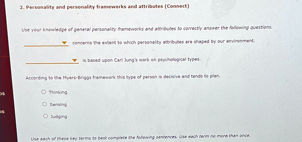 SOLVED: Personality and personality frameworks and attributes (Connect ...