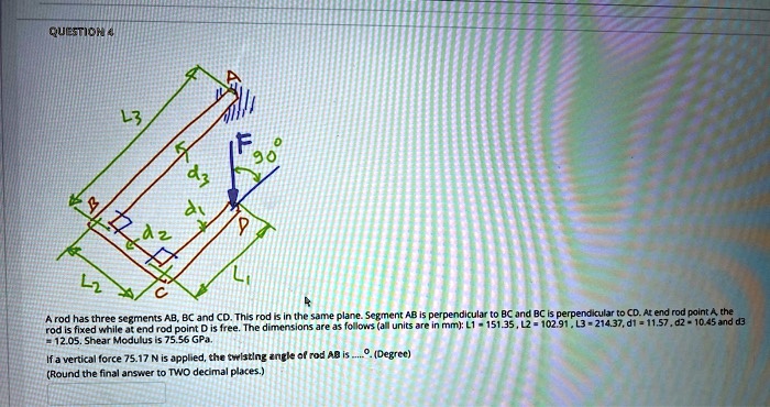 SOLVED: A rod has three segments AB, BC, and CD. This rod is in the ...