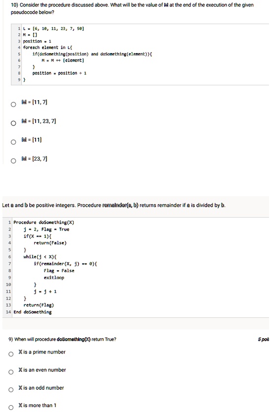10 consider the procedure discussed above what will be the value of at the end of the execution ...