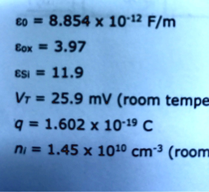 SOLVED: Calculate gate oxide capacitance per unit area for SiO2 ...