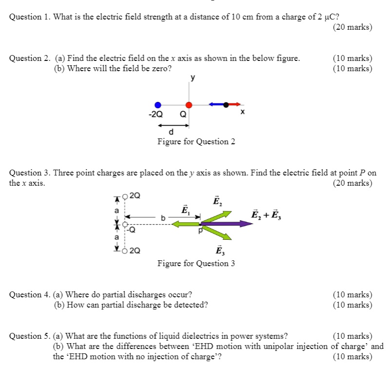 SOLVED: Texts: Question 1. What is the electric field strength at a ...