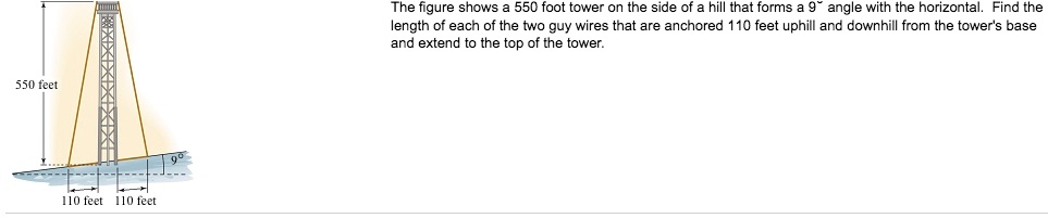 550 feet 110 feet 110 feet The figure shows a 550 foot tower on the ...