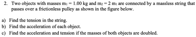 Solved Two Objects With Masses Mi 1 00 Kg And M 2 Mi Are Connected