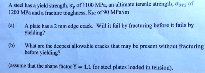 A steel has a yield strength, of 1100 MPa, an ultimate tensile strength ...