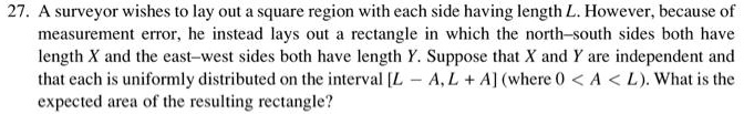 SOLVED: 27. A surveyor wishes to lay a square region with each side ...